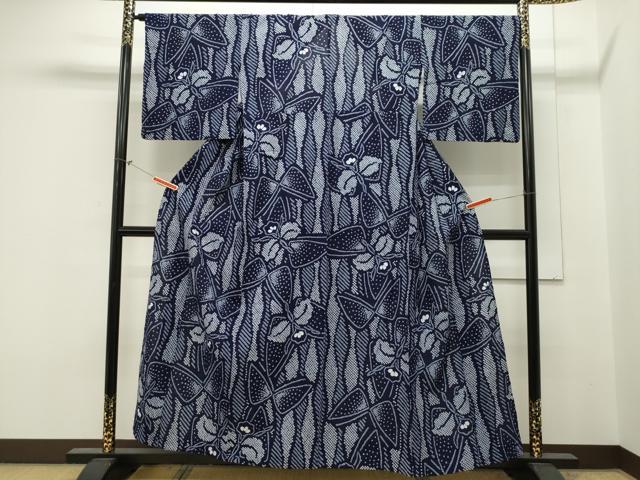 平和屋着物∴夏物　浴衣　有松鳴海絞り　花蝶文　綿　逸品　CAAW5118dy