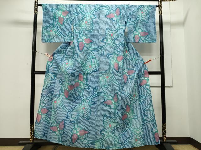 平和屋着物∴夏物　浴衣　有松鳴海絞り　舞蝶文　綿　逸品　CAAW5119dy