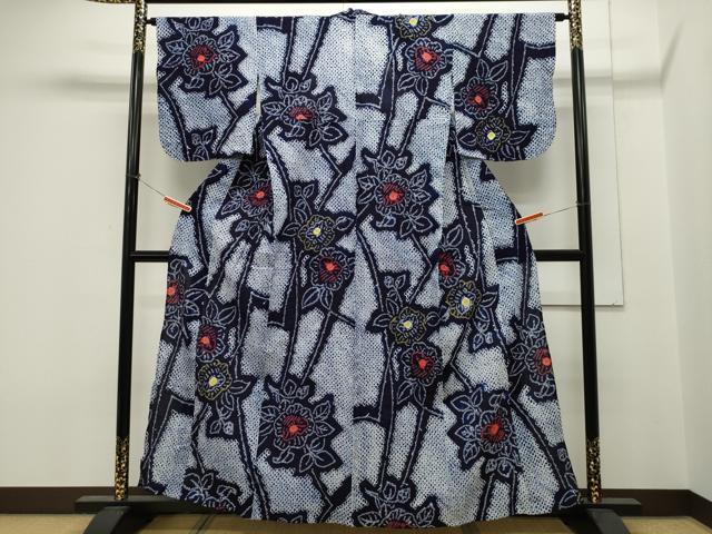 平和屋着物∴夏物　浴衣　有松鳴海絞り　草花文　綿　逸品　CAAW5127dy