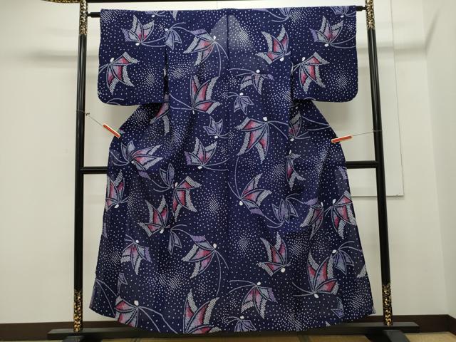 平和屋着物∴夏物　浴衣　有松鳴海絞り　舞蝶文　綿　逸品　CAAW5134dy