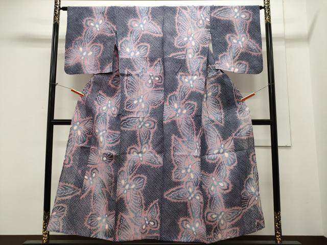 平和屋着物∴夏物　浴衣　有松鳴海絞り　舞蝶文　綿　逸品　CAAW5135dy