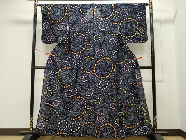 平和屋着物∴夏物　浴衣　有松鳴海絞り　花尽し文　綿　逸品　CAAW5140dy