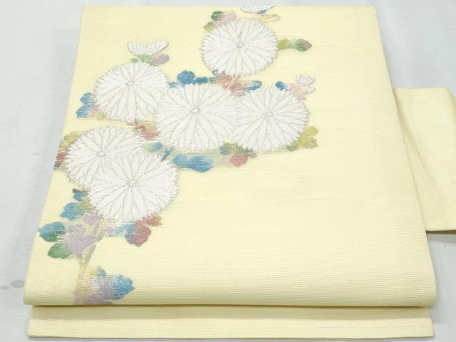 平和屋着物＊夏物　九寸名古屋帯　菊　金銀糸　正絹　逸品　CAAW5242fb