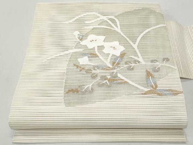 平和屋着物＊夏物　八寸名古屋帯　絽綴れ　桔梗　金銀糸　正絹　逸品　CAAW5465fb