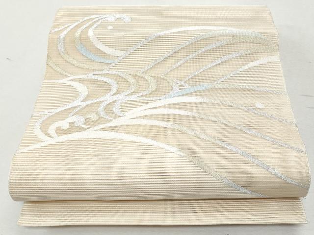 平和屋着物＊夏物　八寸名古屋帯　絽綴れ　立波文　金銀糸　正絹　逸品　CAAW5466fb