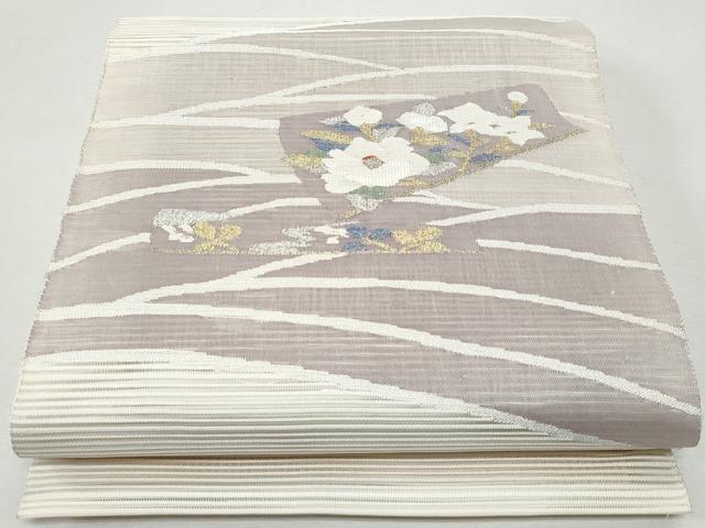 平和屋着物＊夏物　八寸名古屋帯　絽綴れ　枝花文　金銀糸　正絹　逸品　CAAW5475fb