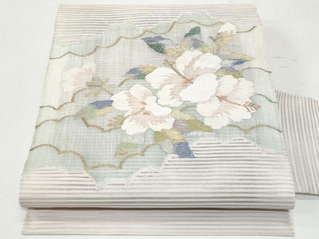 平和屋着物＊夏物　八寸名古屋帯　絽綴れ　枝花文　金銀糸　正絹　逸品　CAAW5476fb