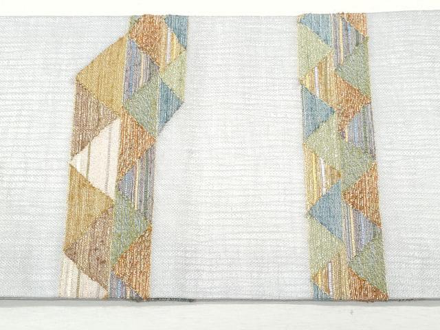 平和屋着物＊夏物 九寸名古屋帯 幾何学文 金銀糸 正絹 逸品