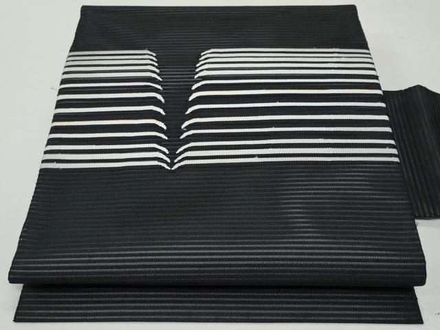 平和屋着物＊夏物　九寸名古屋帯　絽綴れ　吉祥文　黒地　金糸　三越扱い　正絹　逸品　CAAW5504fb