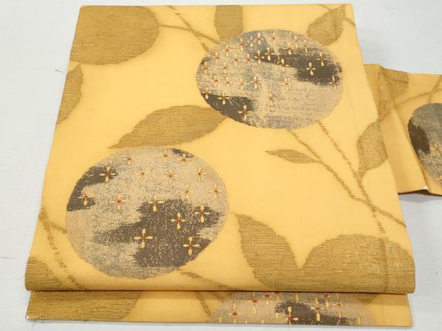 平和屋着物＊夏物　九寸名古屋帯　吉祥丸文　金糸　正絹　逸品　CAAW5505fb