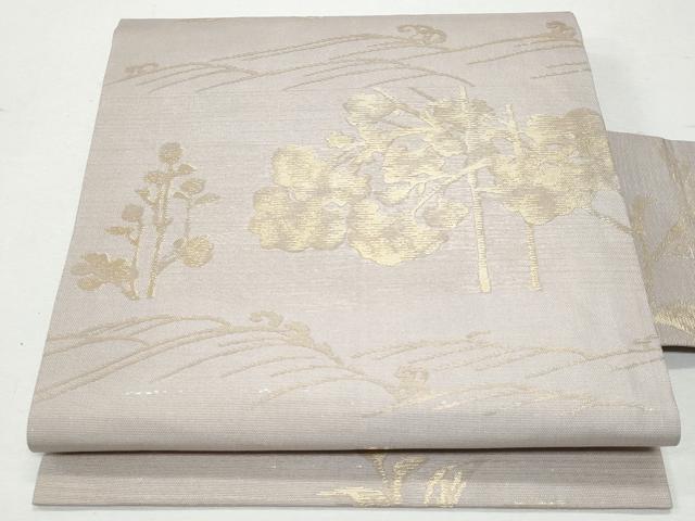 平和屋着物＊夏物　九寸名古屋帯　立波草花文　金糸　正絹　逸品　CAAW5521fb