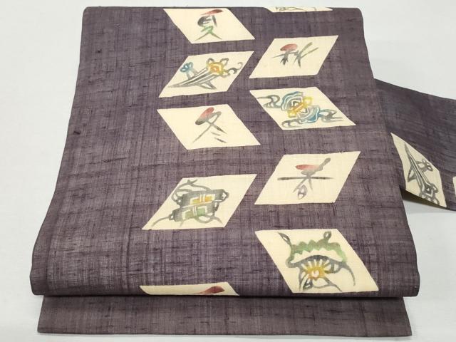 平和屋着物＊夏物　九寸名古屋帯　型染め　春夏秋冬　正絹　逸品　CAAW5523fb