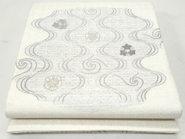 平和屋着物＊夏物　六通太鼓柄袋帯　唐織　立涌花文　銀糸　鈴乃屋扱い　正絹　逸品　CAAW5568fb