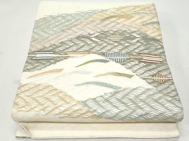 平和屋着物＊夏物　太鼓柄袋帯　霞矢羽根文　金糸　正絹　逸品　CAAW5569fb