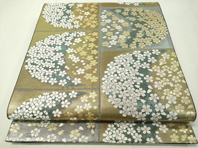 平和屋着物●六通柄袋帯　舞桜　金銀糸　正絹　逸品　CAAW5640vp