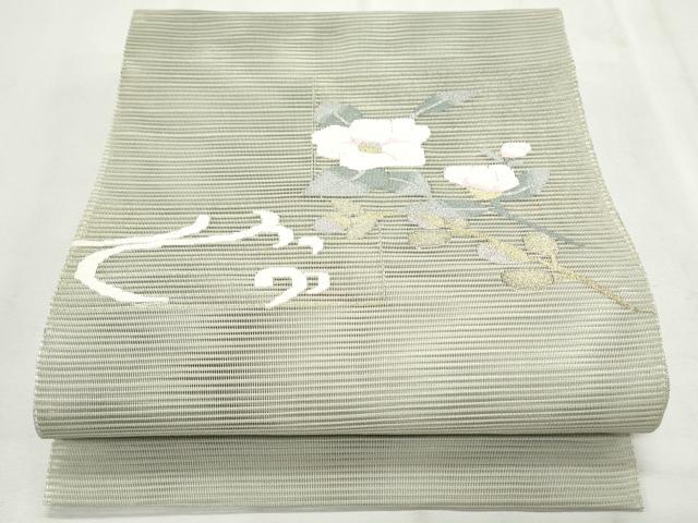 平和屋着物＊夏物　絽綴れ　八寸名古屋帯　流水草花文　金銀糸　正絹　逸品　CAAW6579th