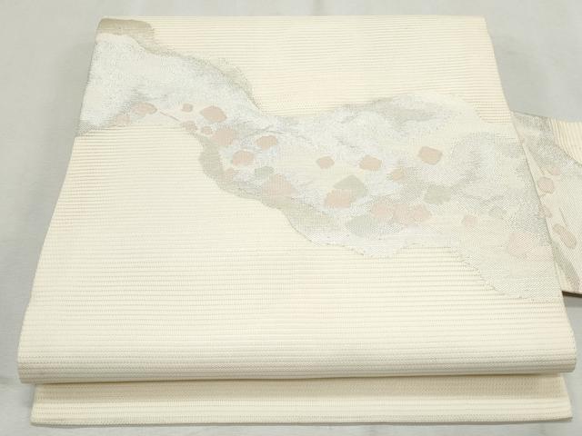 平和屋着物＊夏物　九寸名古屋帯　道長吉祥文　銀糸　正絹　逸品　CAAW6584th