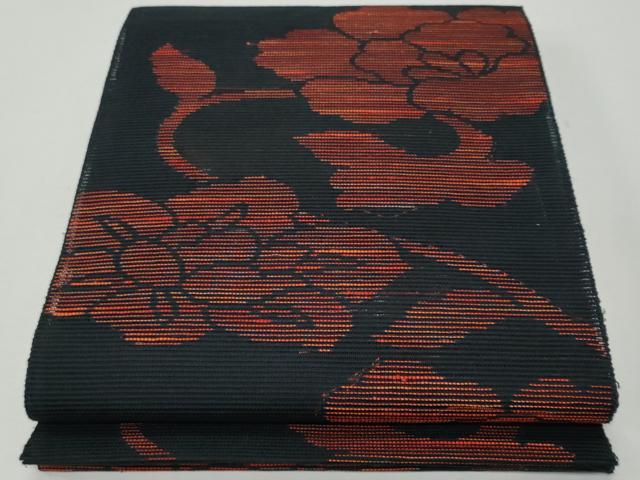 平和屋着物＊夏物　八寸名古屋帯　花唐草文　黒地　CAAW6886fb