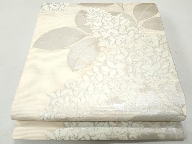 平和屋着物＊夏物　九寸開き名古屋帯　枝花文　銀糸　正絹　逸品　CAAW6890fb