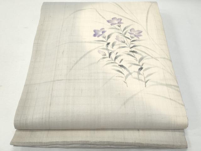 平和屋着物＊夏物　九寸開き名古屋帯　枝花文　銀彩　正絹　逸品　CAAW6892fb