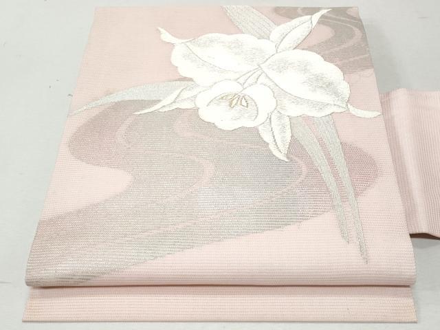 平和屋着物＊夏物　九寸名古屋帯　流水花文　金銀糸　正絹　逸品　CAAW6903fb