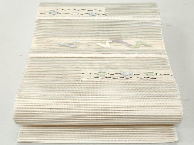 平和屋着物＊夏物　八寸名古屋帯　絽綴れ　横段吉祥文　金銀糸　正絹　逸品　CAAW6909fb