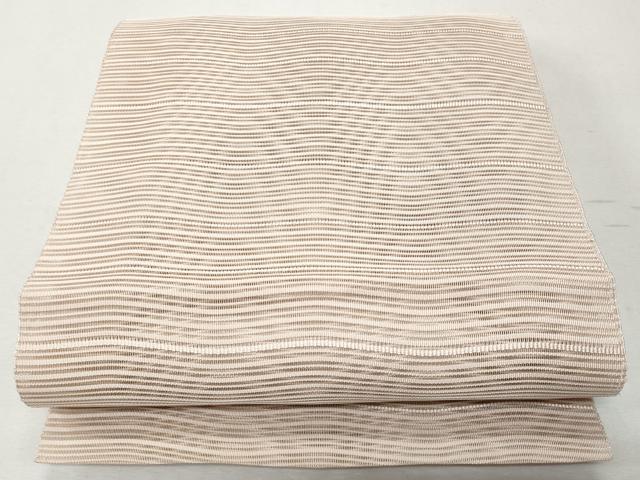 平和屋着物＊夏物　八寸名古屋帯　絽綴れ　よろけ縞　洗柿色　正絹　逸品　CAAW6911fb