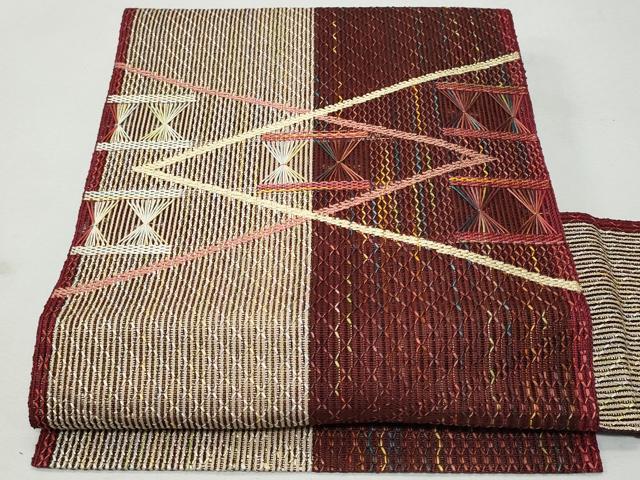 平和屋着物＊夏物　八寸名古屋帯　幾何学間道　正絹　逸品　CAAW6918fb