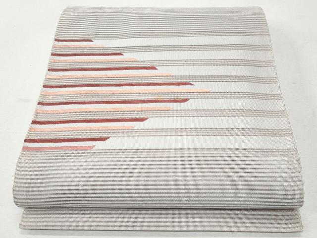 平和屋着物＊夏物　八寸名古屋帯　刺繍　絽綴れ　横段文　正絹　逸品　CAAW6927fb