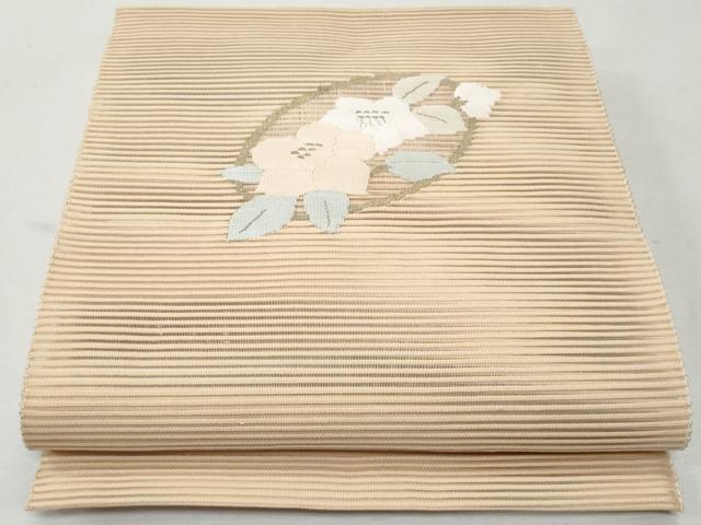 平和屋着物＊夏物　八寸名古屋帯　絽綴れ　草花文　金糸　正絹　逸品　CAAW6928fb