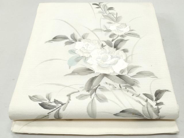 平和屋着物＊夏物　太鼓柄袋帯　手描き　刺繍　草花文　正絹　逸品　CAAW6952fb