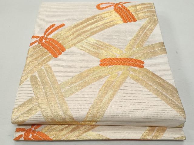平和屋着物＊夏物　六通柄袋帯　唐織　竹垣　金糸　正絹　逸品　CAAW6976fb