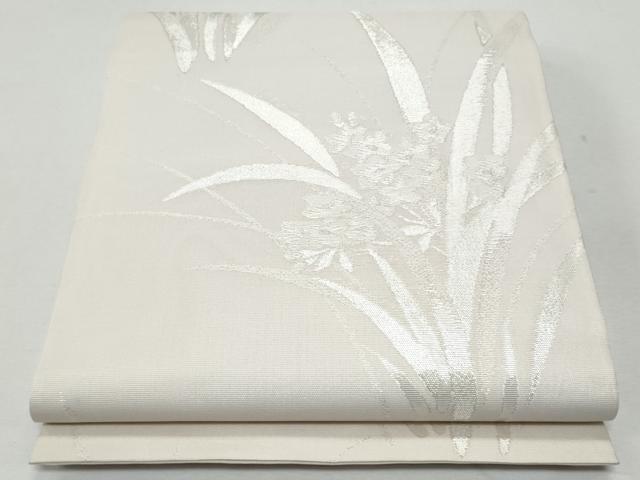 平和屋着物＊夏物　六通柄袋帯　草花文　銀糸　正絹　逸品　CAAW6984fb