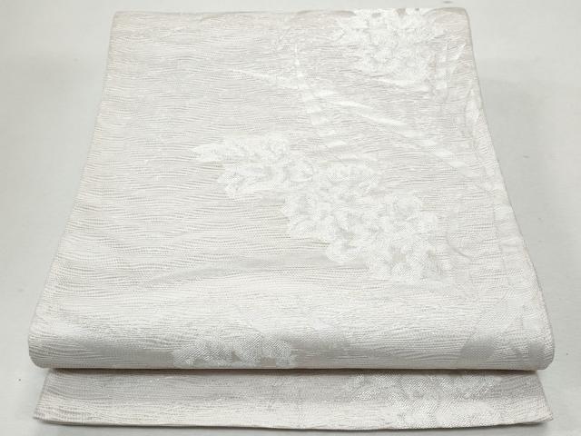 平和屋着物＊夏物　六通柄袋帯　枝花文　銀糸　正絹　逸品　CAAW7004fb