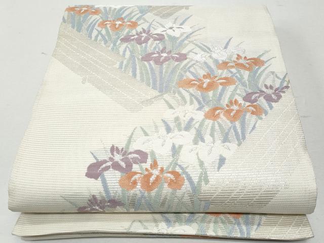 平和屋着物＊夏物　六通柄袋帯　杜若　銀糸　正絹　逸品　CAAW7007fb