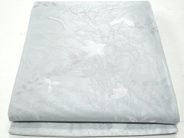 平和屋着物＊夏物　六通柄袋帯　秋草文　銀糸　正絹　逸品　CAAW7011fb