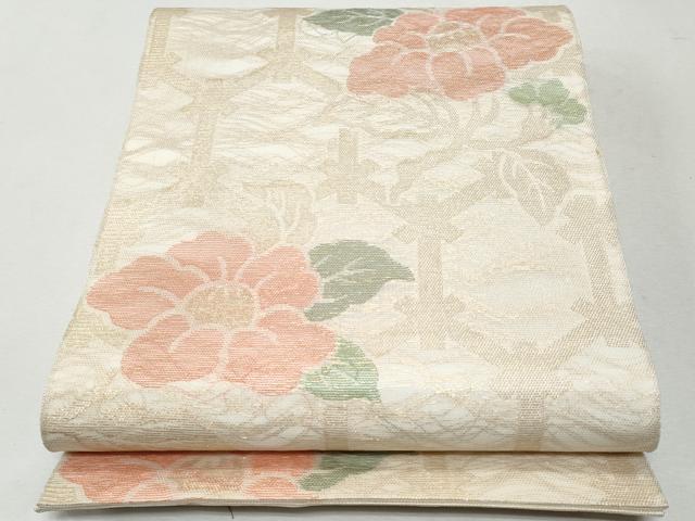 平和屋着物＊夏物　全通柄袋帯　椿　金糸　正絹　逸品　CAAW7019fb