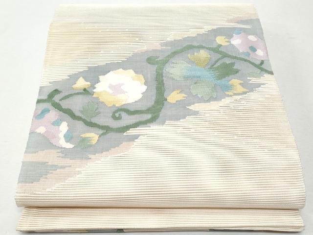 平和屋着物＊夏物　太鼓柄袋帯　六通柄　花唐草文　正絹　逸品　CAAW7023fb