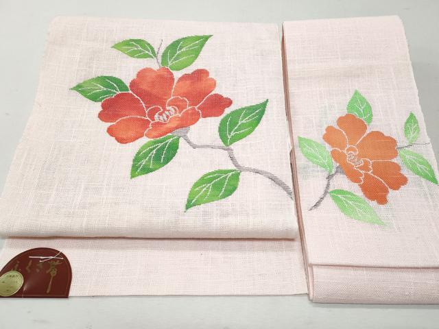 平和屋着物＊夏物　つけ帯　枝花文　銀糸　麻　逸品　CAAW7040fb