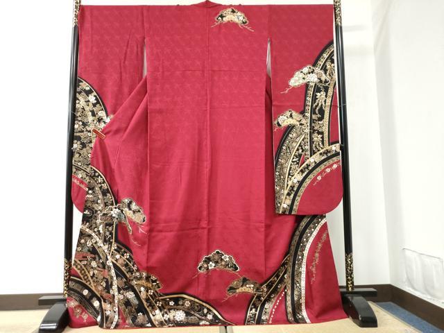 平和屋着物●豪華振袖　絞り　花鳥唐草松文　金彩　正絹　逸品　CAAW7211yc