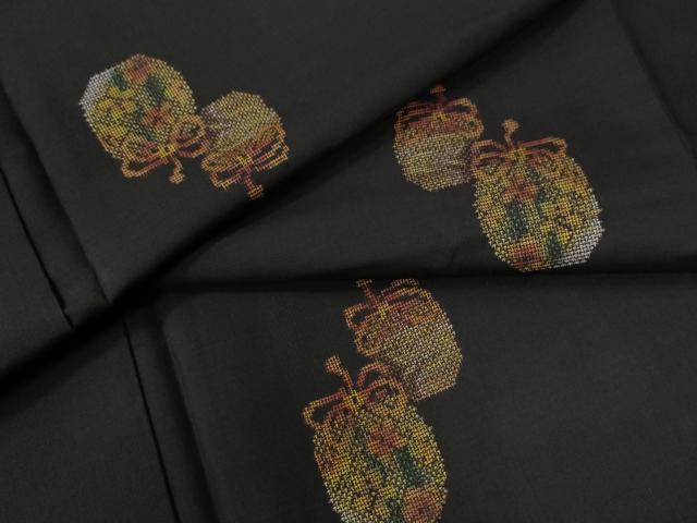 平和屋着物●本場大島紬　9マルキ　地空き　仕覆花文　正絹　逸品　CAAW7233yc