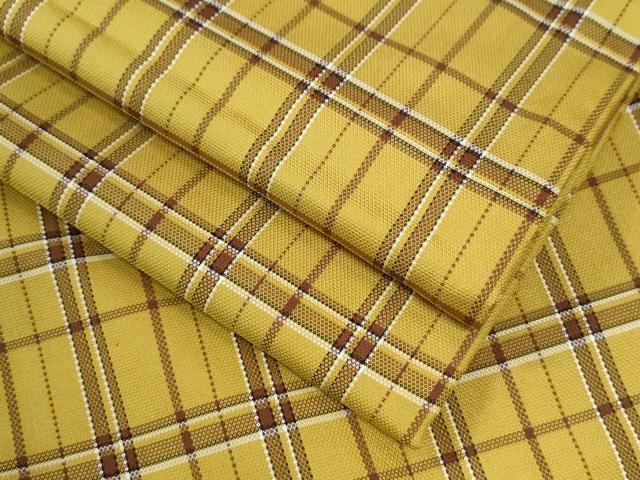 平和屋着物●本場黄八丈　平織　紬　格子柄　正絹　逸品　CAAW7238yc
