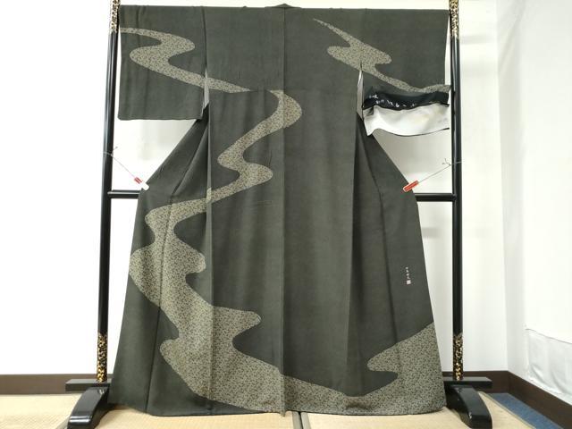 平和屋着物●伝統工芸士　田島輝久　江戸小紋　訪問着　葵　反端付き　正絹　逸品　CAAW7242yc