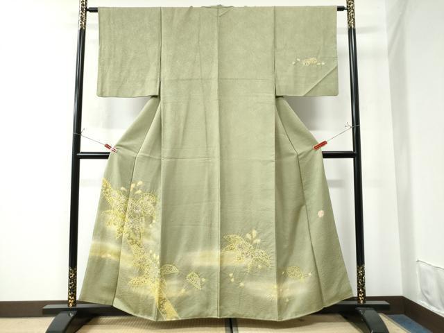 平和屋着物●訪問着　作家物　辻が花　手描き　暈し染め　金通し地　正絹　逸品　CAAW7261yc