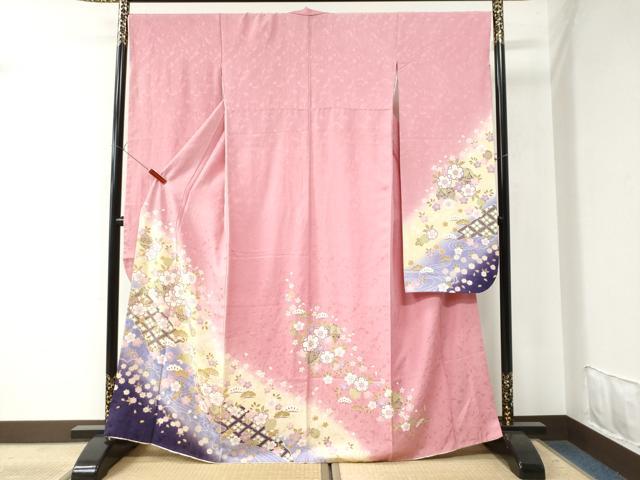 平和屋着物●豪華振袖　浜松毬舞桜文　暈し染め　金彩　正絹　逸品　CAAW7295yc