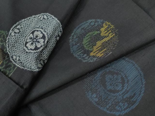 平和屋着物●本場大島紬　割り込み絣　花唐草文　正絹　逸品　未使用　CAAW7308yc