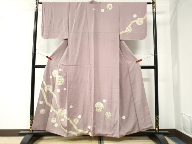 平和屋着物●訪問着　駒刺繍　吉祥花唐草丸文　金彩　正絹　逸品　CAAW7310yc