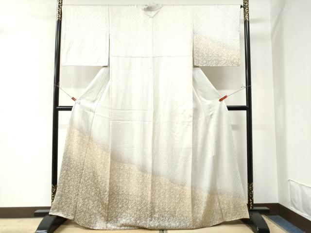 平和屋着物●訪問着　杢目絞り　草花文　暈し染め　正絹　逸品　CAAW7322yc