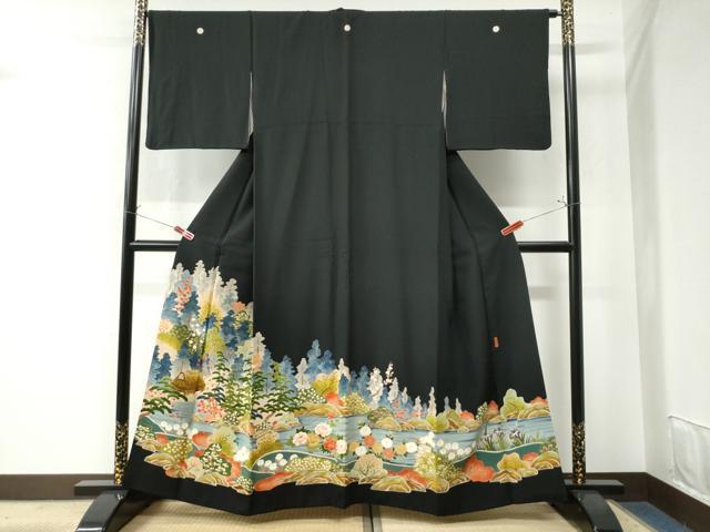 平和屋着物●本加賀友禅作家　北村比呂志　黒留袖　樹林風景文　金彩　正絹　逸品　CAAW7341yc