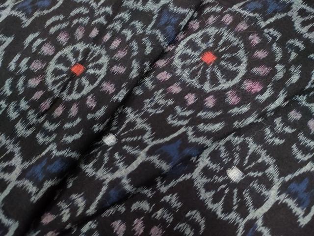 平和屋着物●久留米絣　単衣　吉祥花文　綿　逸品　CAAW7343yc